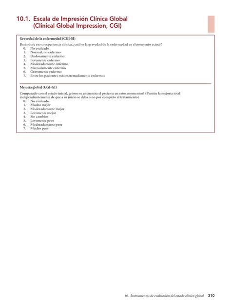 Escala De Impresión Clínica Global Clinical Global Impression Cgi Pdf