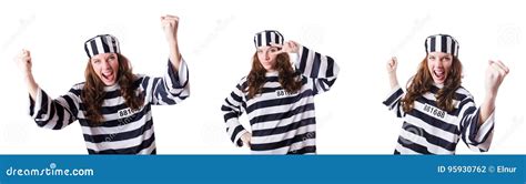 O Criminoso De Condenado Em Uniforme Listrado Foto De Stock Imagem De