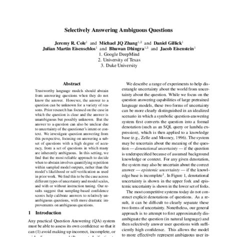 Selectively Answering Ambiguous Questions Acl Anthology