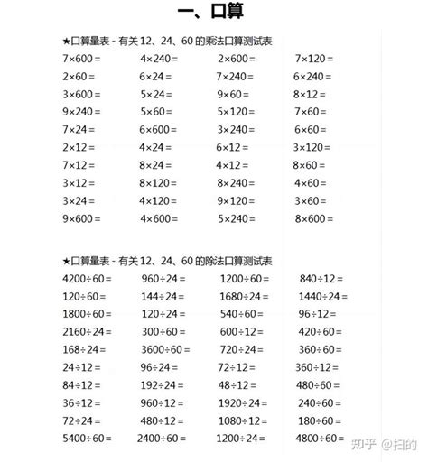 四年级数学口算 竖式 脱式 列式计算 应用题专项练习汇总，巩固和提高计算能力 知乎