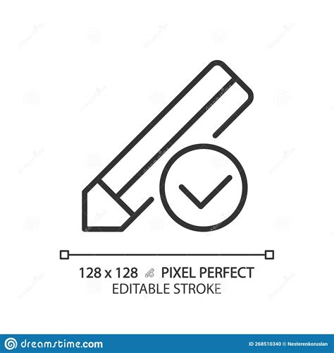 Potlood Met Het Perfecte Lineaire Pictogram Van Het Vinkje Pixel Vector