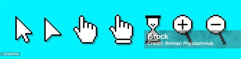 Pixel Cursor Or Computer Mouse Pointer Icons Set Pixel Art Cursors