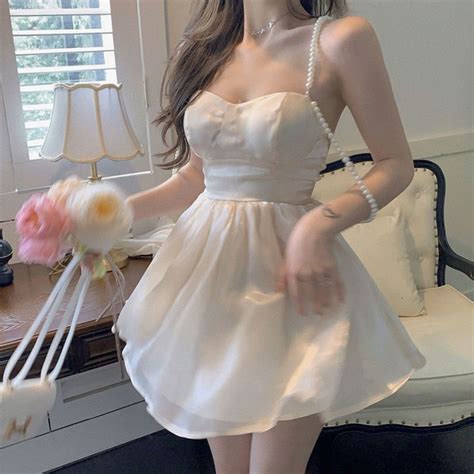 Mini Sweet Dress Women Korean High Waist Strapless Elegant Dress