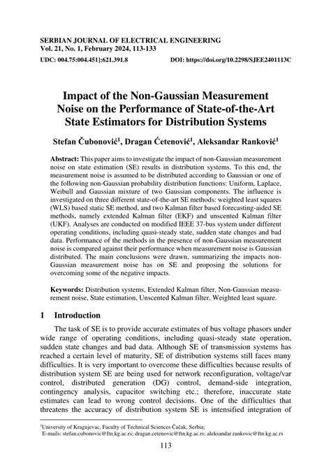 Pdf Impact Of The Non Gaussian Measurement Noise On The Performance