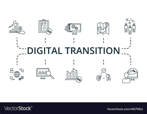 Digital Transition Set Icon Editable Icons Vector Image