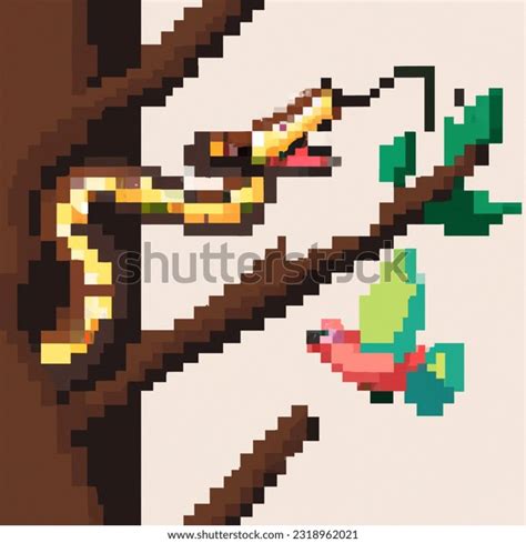 Pixel Art Vectorstyle Image Python Tree Ai 生成图片2318962021 Shutterstock
