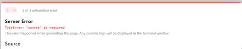 Typeerror Secret Is Required · Issue 770 · Auth0nextjs Auth0 · Github