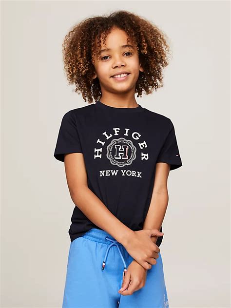 Hilfiger Monotype Archive Crest Logo T Shirt Blue Tommy Hilfiger