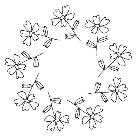 꽃 화 환 꽃 라운드 프레임 흰색 배경에 고립 프리미엄 벡터