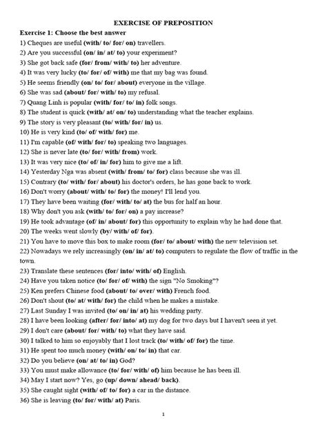 Exercise Of Preposition Pdf Exercise Of Preposition Pdf