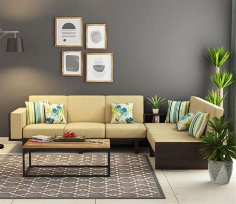 Buy Audrey Seater L Shape Corner Sofa Set With Washable Zipper Cover Walnut Finish Online In