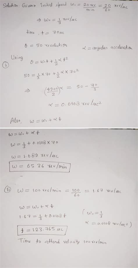 Solved A Wheel Rotating About A Fixed Axis At 20 Revmin Is Uniformly