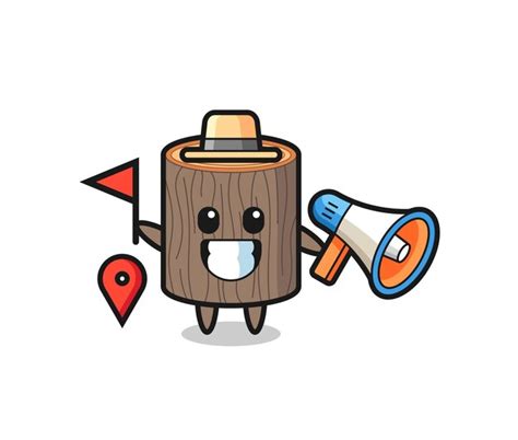 Premium Vector Character Cartoon Of Tree Stump As A Tour Guide