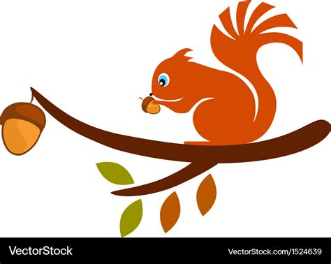 Squirrel On Tree Royalty Free Vector Image Vectorstock