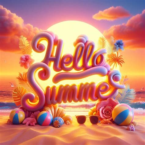 A Sun With A Beach Scene In The Background Premium Ai Generated Image