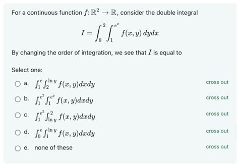 solved for a continuous function f r2→r consider the double