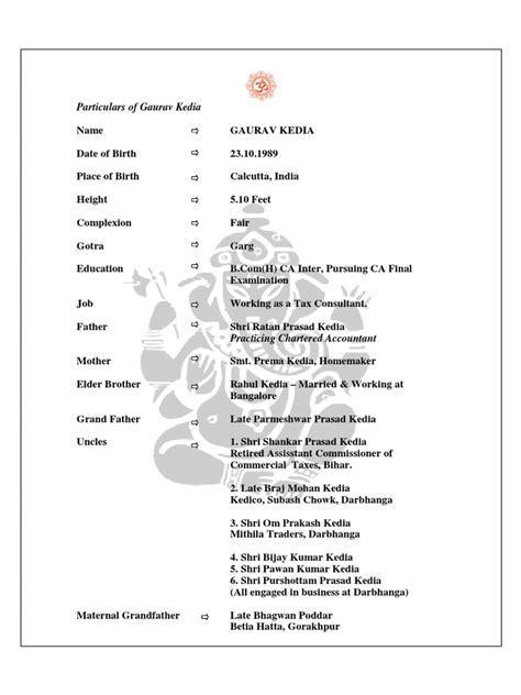 gaurav kedia biodata pdf