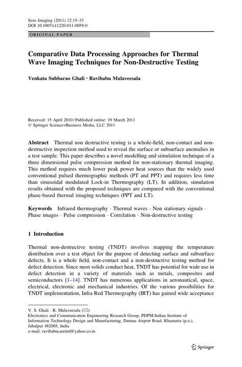 Pdf Comparative Data Processing Approaches For Thermal Wave Imaging