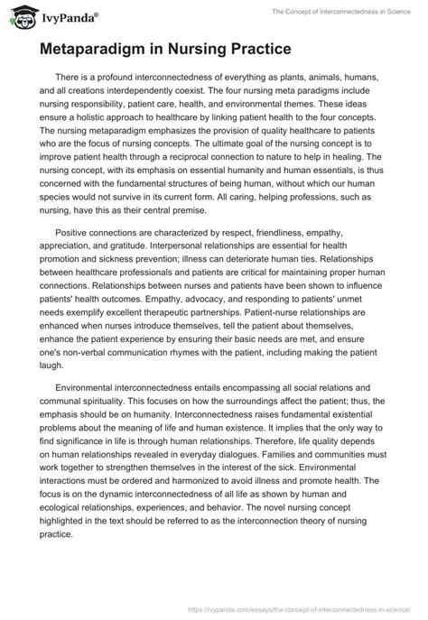 The Concept Of Interconnectedness In Science 1108 Words Essay Example