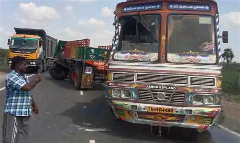Tractor Truck Collision Driver Injured டிராக்டர் லாரி மோதல் டிரைவர்