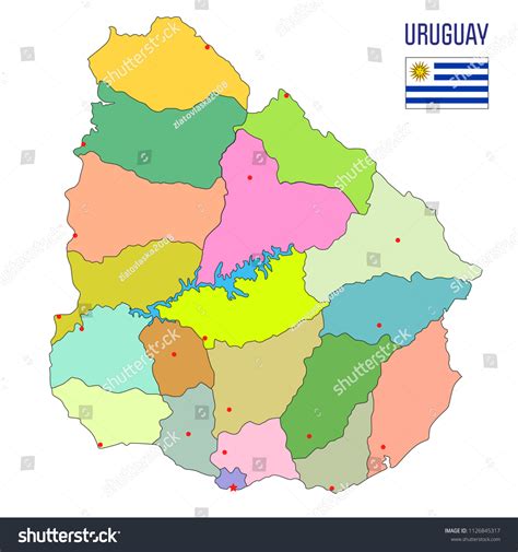 High Detailed Political Map Of Uruguay With Regions And Their Capitals