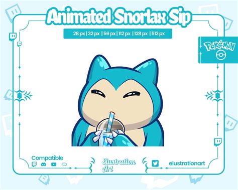 Snorlax Pokemon Sip Twitch Emote Snorlax Pokemon Drink Discord Emote Etsy