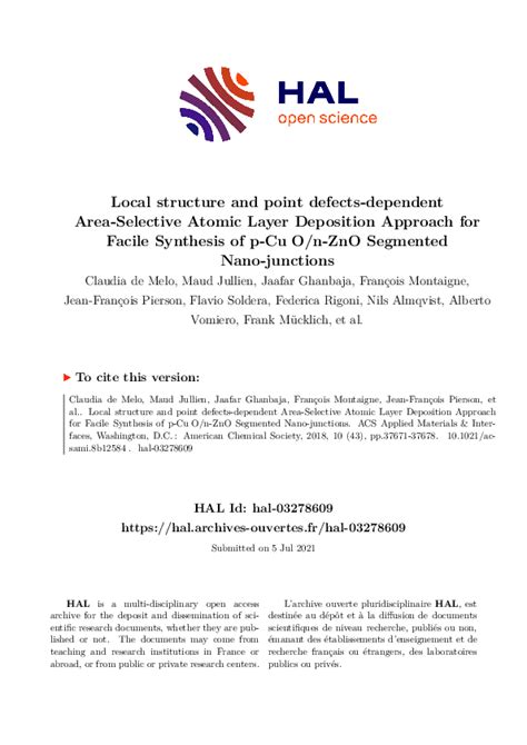 Pdf Local Structure And Point Defect Dependent Area Selective Atomic