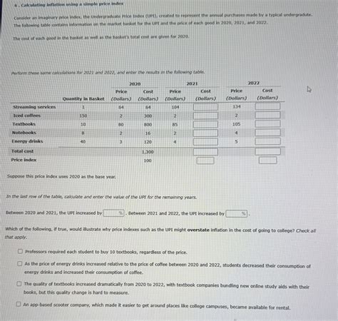 Solved Calculating Inflation Using A Simple Price
