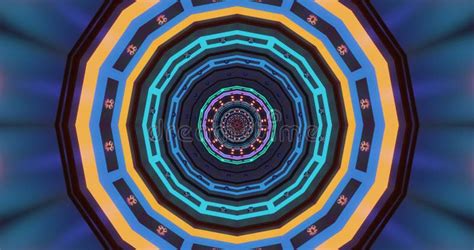 Abstract Animated Illustration Vj Loop Of Neon Cylindrical Tunnel