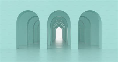 3d 렌더링 아치 복도 간단한 기하학적 배경 건축 복도 포털 빈 벽 내부의 아치 기둥 현대 최소한의 개념 사진 Unsplash의 복도 이미지