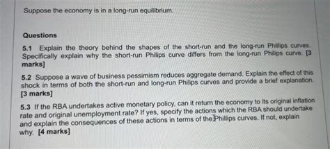 Solved Suppose The Economy Is In A Long Run Equilibrium