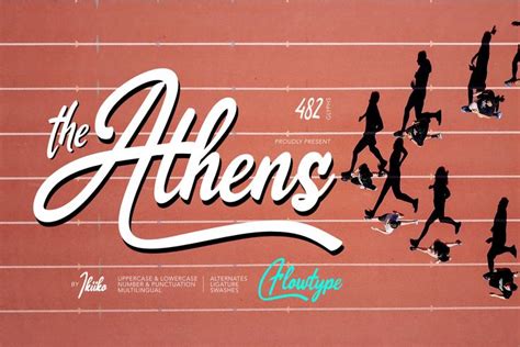 The Athens Flowtype Fontsera Stylish Text Ribbon Font Flyer Design