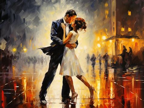 Premium Ai Image Illustration Of Couple Dancing In The Rain