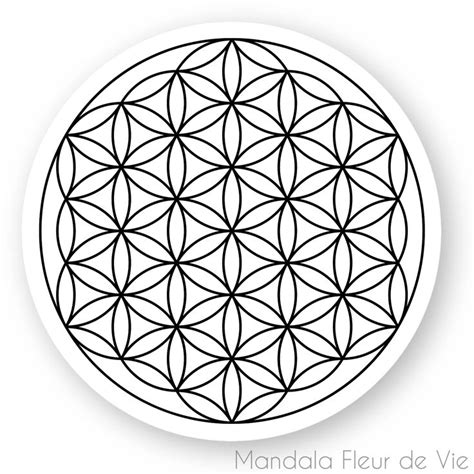 Autocollant Fleur De Vie Noir Mandala Fleur De Vie
