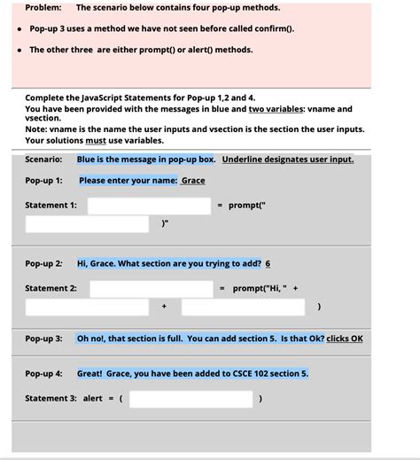 Solved Problem The Scenario Below Contains Four Pop Up