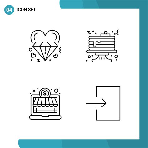 Pack Vectoriel De 4 Icônes De Style De Ligne De Symboles De Contour Sur