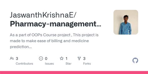GitHub JaswanthKrishnaE Pharmacy Management Using OOPs As A Part Of