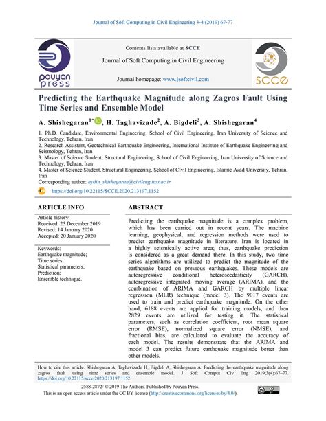 Predicting Journal Of Soft Computing In Civil Engineering