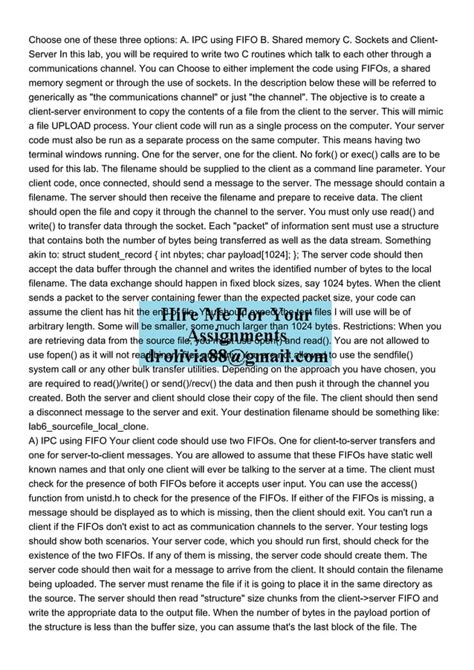 Choose One Of These Three Options A Ipc Using Fifo B Sharpdf