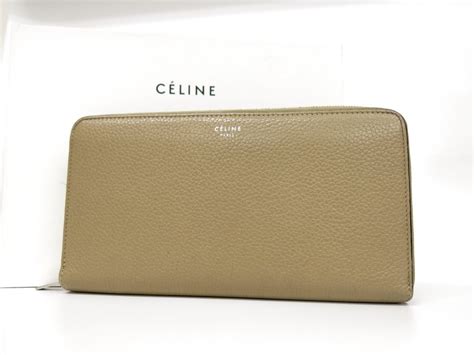 【やや傷や汚れあり】 美品 Celine セリーヌ カーフ レザー 本革 ラウンドファスナー 長財布 ウォレット ミルクティーベージュ