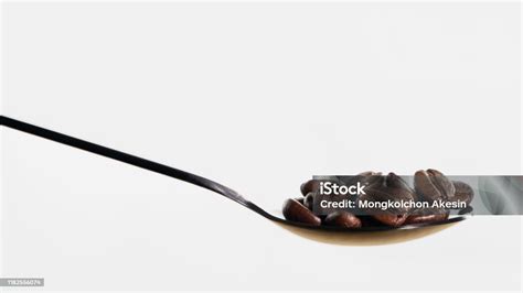 흰색 배경에 고립 된 숟가락에 구운 아라비카 커피 콩의 음료 배경 개념에 대한 스톡 사진 및 기타 이미지 개념 곡초류 구이 Istock