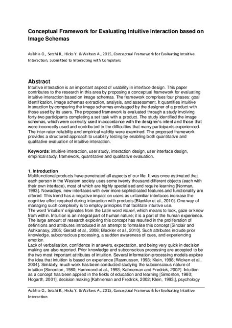 Pdf Conceptual Framework For Evaluating Intuitive Interaction Based