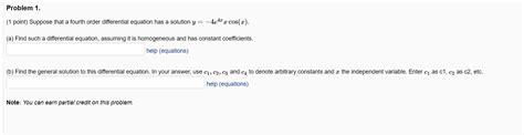 Solved 1 Point Suppose That A Fourth Order Differential