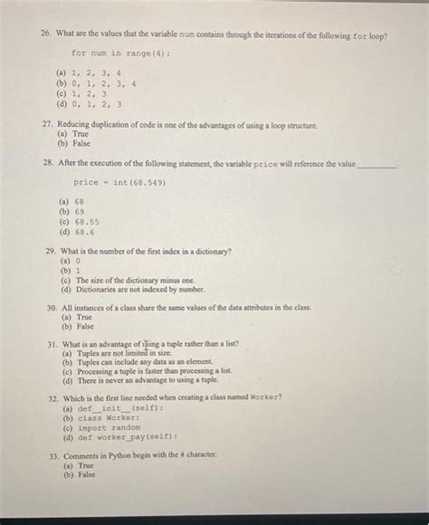 solved 26 what are the values that the variable num