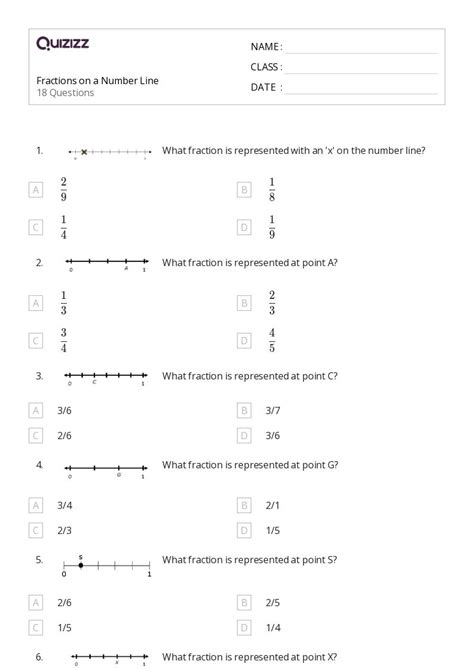 50 Fractions On A Number Line Worksheets For 6th Grade On Quizizz Free And Printable