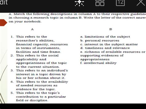 A Match The Following Descriptions In Column Studyx