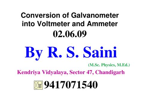 Conversion Of Galvanometer Into Voltmeter And Ammeter