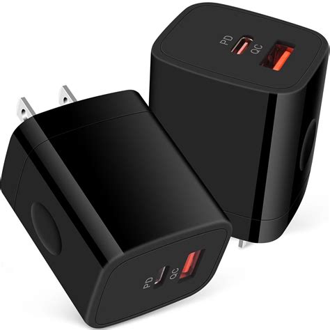USB C Block USB C Charger Block FiveBox 2pack 20W PD Type C Charger Block QC3 0 Dual USB C Wall