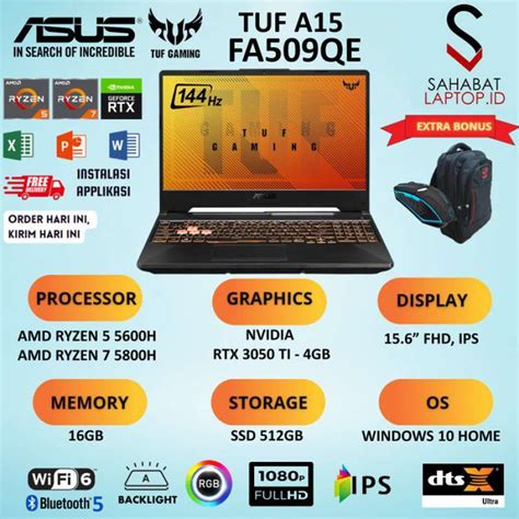Promo Laptop Asus Tuf A15 Amd Ryzen 7 5800h 32gb 1tb Ssd Rtx3050ti