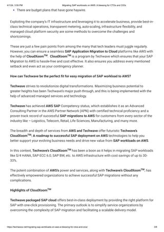 Migrating Sap Workloads On Aws A Blessing For Ctos And Cios Pdf
